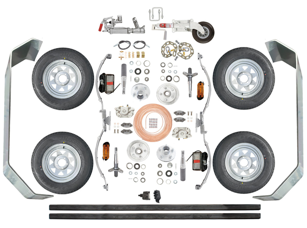 Trojan 2250kg Tandem Axle Braked Trailer Kit - 14" Wheel - SS window ...
